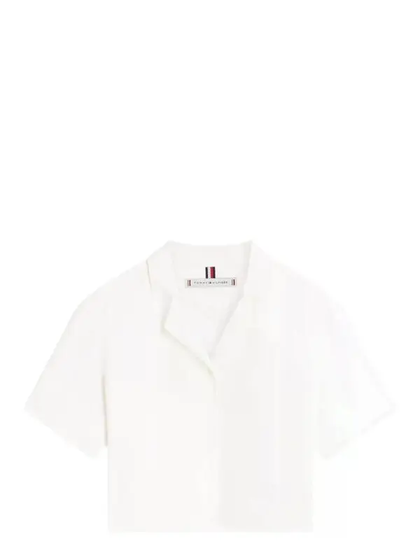 Tommy Hilfiger Frayed-edge Camp-collar Blouse - White
