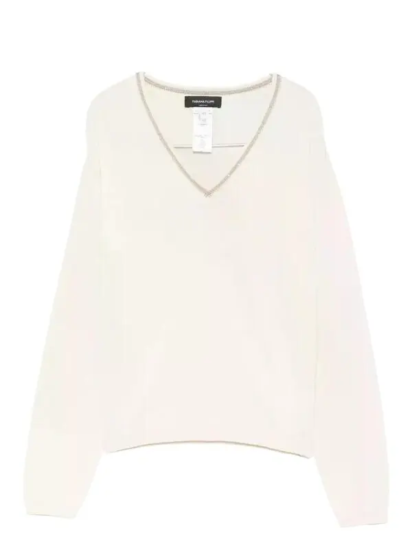 Fabiana Filippi Bead-embellished V-neck Sweater - Neutrals