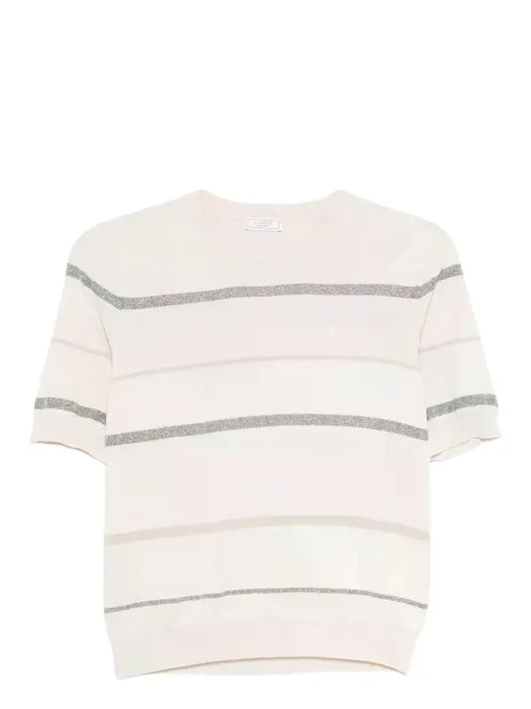 Peserico Stripe-patterned T-shirt - Neutrals