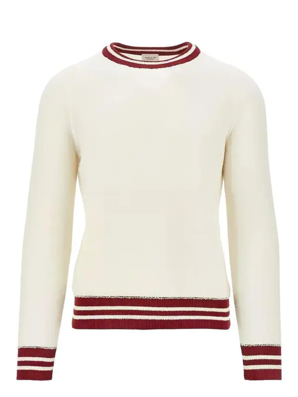 GALLIA Striped-trim Sweater - Neutrals