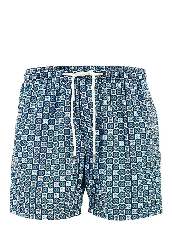 PENINSULA SWIMWEAR Geometric-print Swim Shorts - Blue