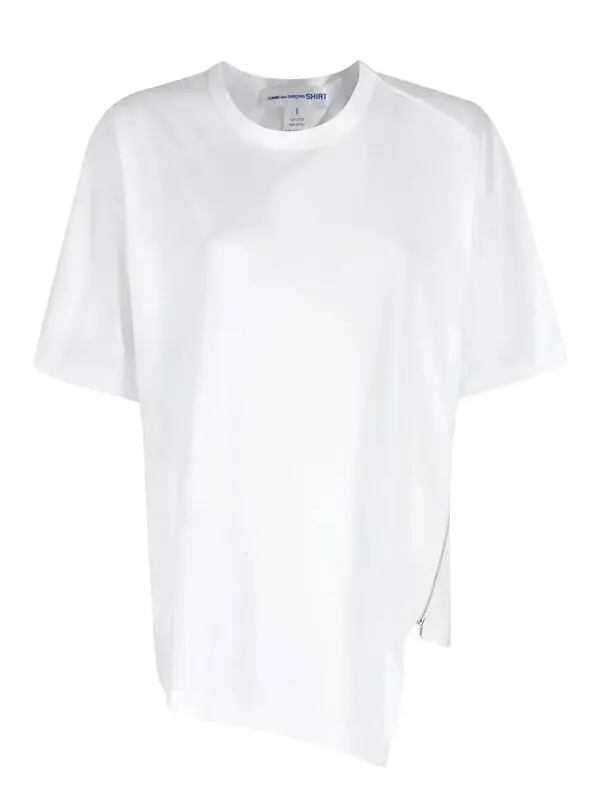 Comme Des Garçons Asymmetric Zip-detail T-shirt - White