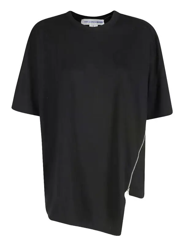 Comme Des Garçons Asymmetric Zip-detail T-shirt - Black