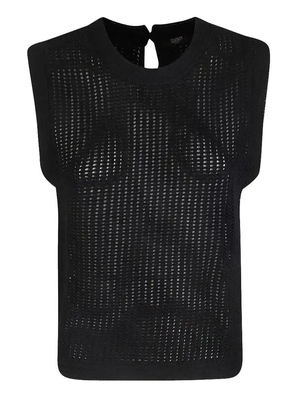 Seventy Open-knit Sleeveless Sweater - Black