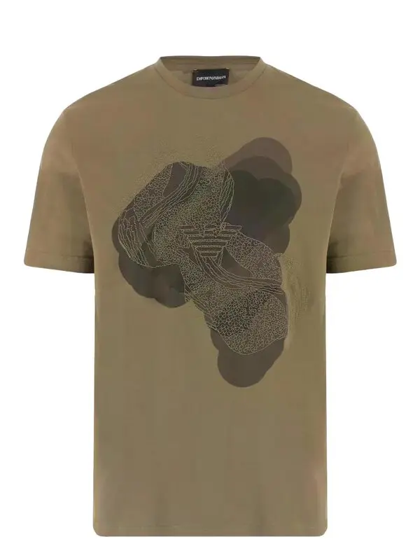 Emporio Armani Embroidered Graphic-print T-shirt - Green