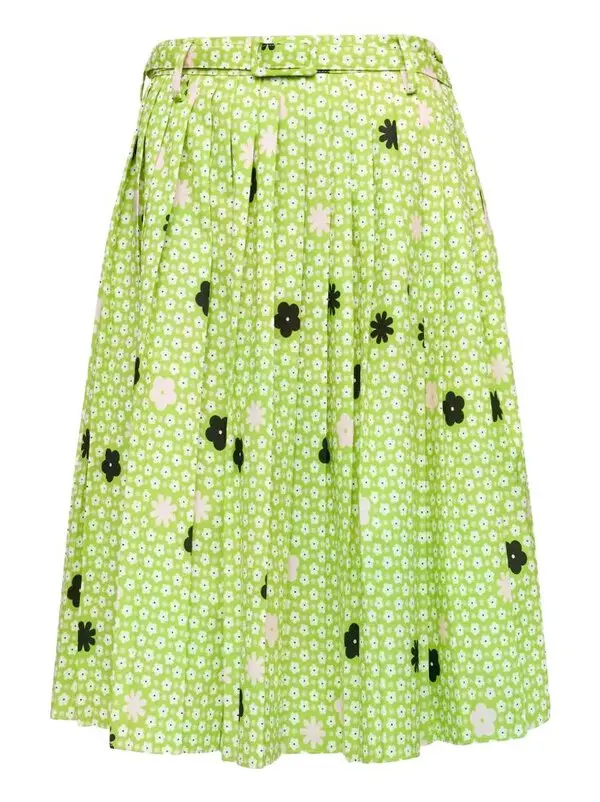 MAISON MARGIELA Floral-print Pleated Skirt - Green