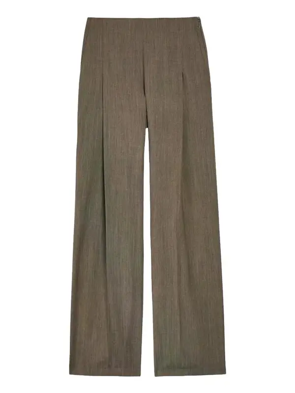 Emporio Armani Pleated Marl-effect Trousers - Brown