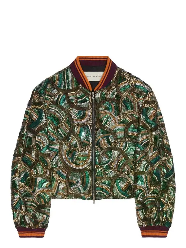 Dries Van Noten Embroidered Bomber Jacket - Green