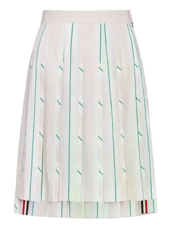 Thom Browne Madras Striped Pleated Mini Skirt - Pink