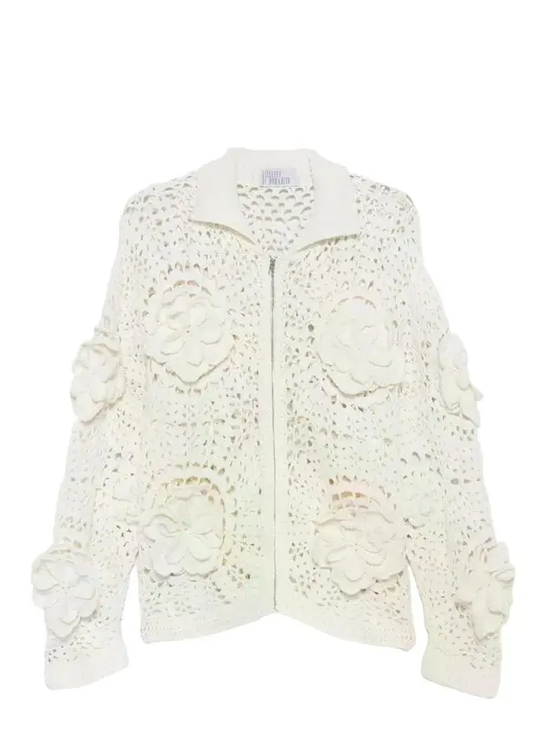 Giuseppe Di Morabito Floral Appliqué Cardigan - Neutrals