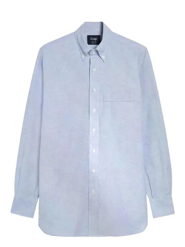 DRAKE'S Button-down Cotton Shirt - Blue