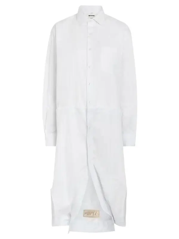BETTTER Layered Long-sleeve Midi Shirt Dress - White