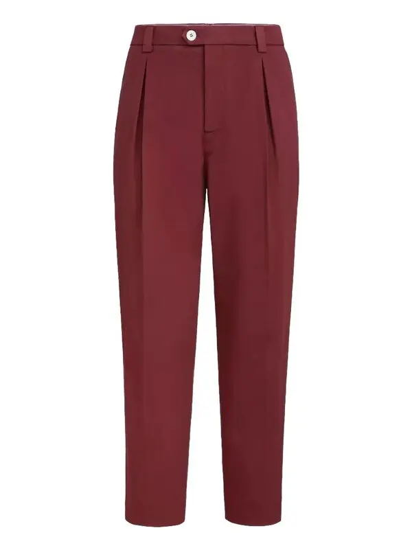 Brunello Cucinelli Garment-dyed Comfort Gabardine Trousers - Red