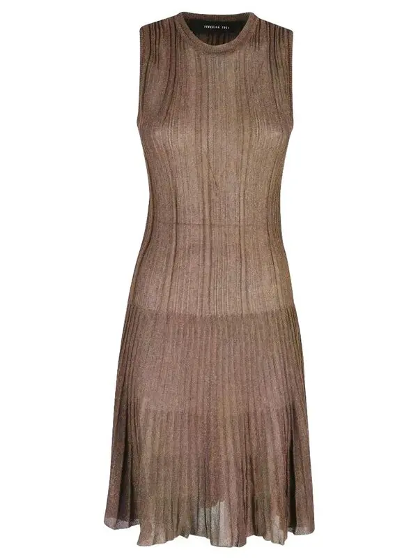 Federica Tosi Ribbed-knit Metallic Dress - Brown
