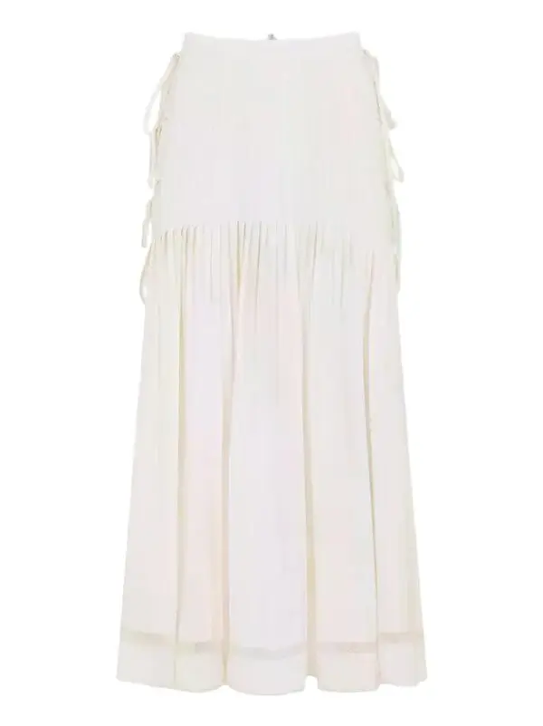 Rabanne Lace Side Bow Midi Skirt - Neutrals