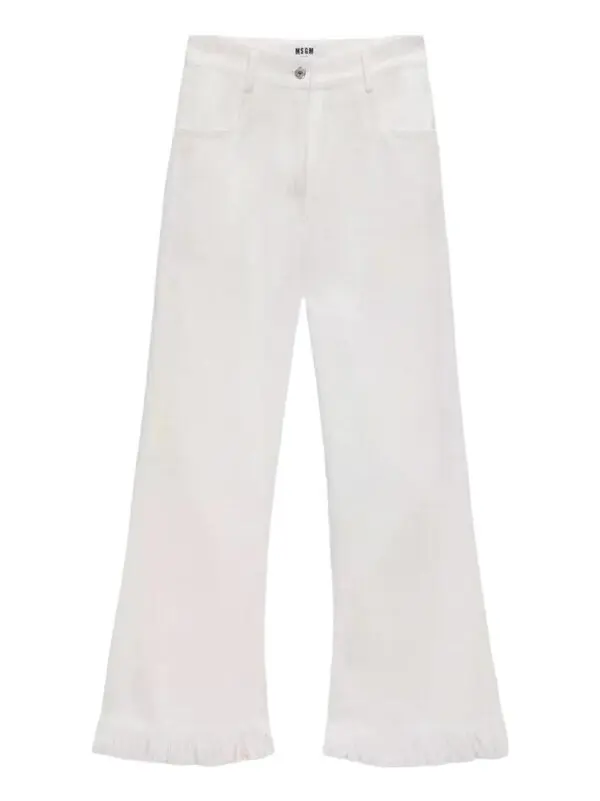 MSGM Fringed Wide Leg Trousers - White