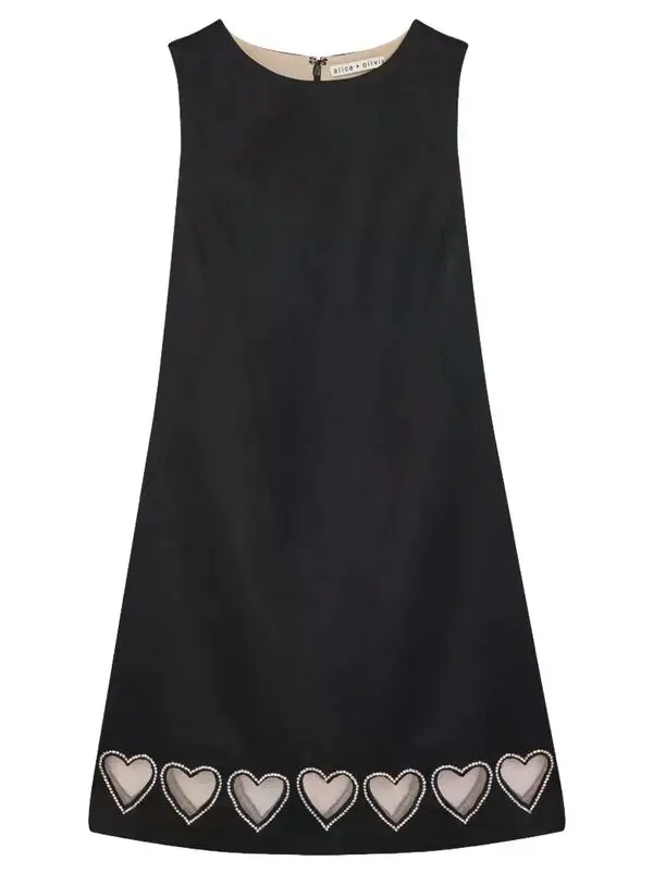 Alice + Olivia Crystal-embellished Heart Cut-out A-line Dress - Black