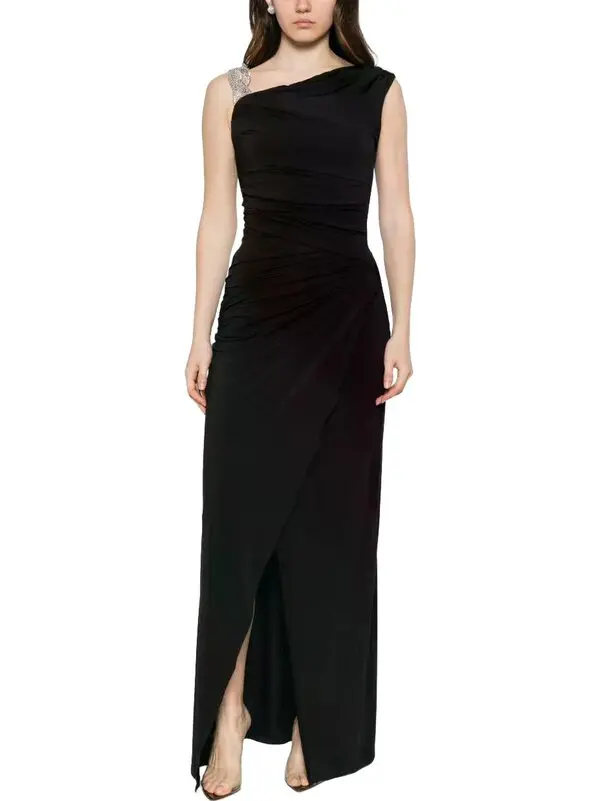 Amen Crystal-embellished Ruched Maxi Dress - Black