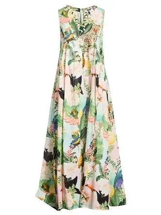 CONNOR & BLAKE Maxi Dress With Hawaiian Print - Green