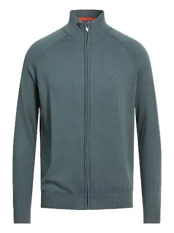 FERRE' Ferre Cotton Zipper Cardigan With Embroidered Logo - Slate Blue