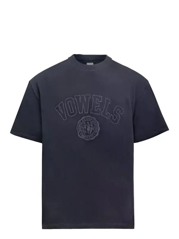 VOWELS Round-neck Short-sleeve T-shirt - Blue