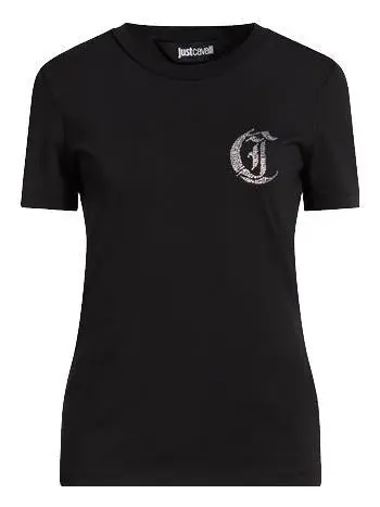 Just Cavalli T-shirt With Appliqués And Crystals - Black