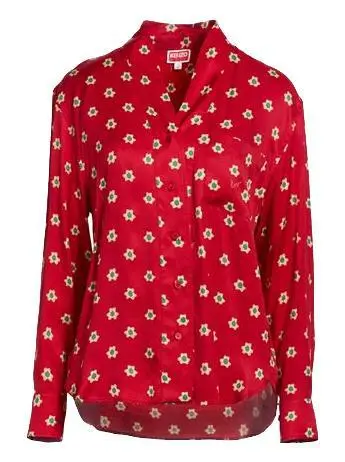 Kenzo Floral Print Twill Shirt - Red