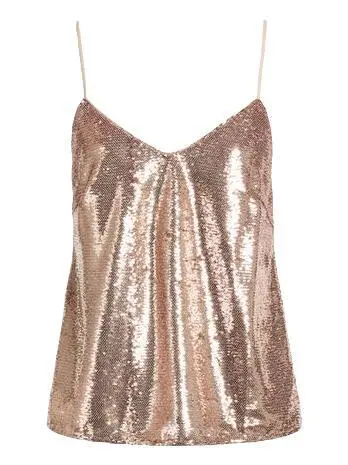MANILA GRACE Sleeveless Top With Sequins - Beige