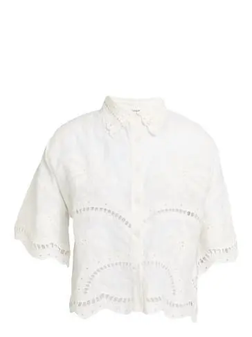 ARIZONA LOVE Woven Shirt With Broderie Anglaise - White