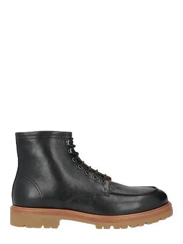 Brunello Cucinelli Leather Ankle Combat Boots - Black