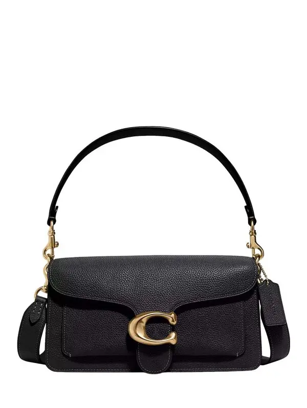 COACH Tabby Pebbled Shoulder Bag With Logo Plaque - Black