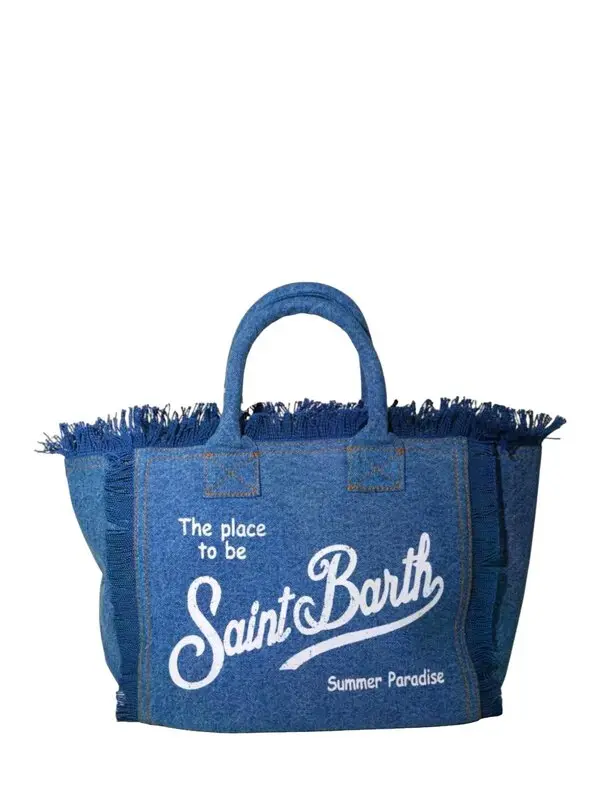 MC2 SAINT BARTH Frayed-edge Denim Tote Bag - Blue