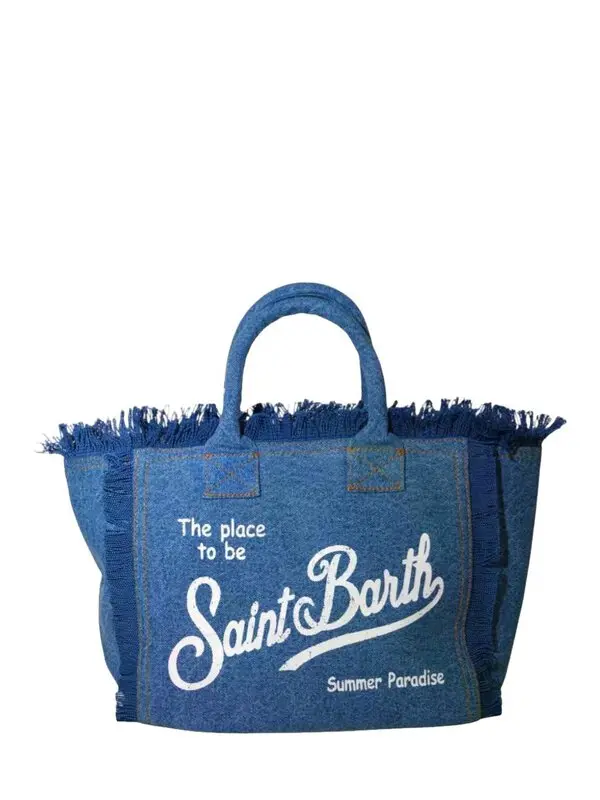 MC2 SAINT BARTH Frayed-edge Denim Tote Bag - Blue