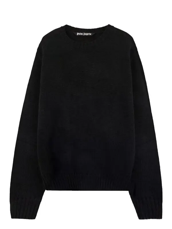 Palm Angels Back Curved Logo Sweater - Black