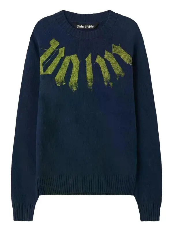 Palm Angels Logo Print Sweater - Blue