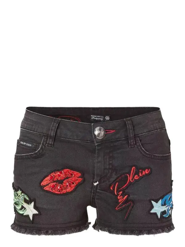Philipp Plein Achillia Denim Shorts - Black