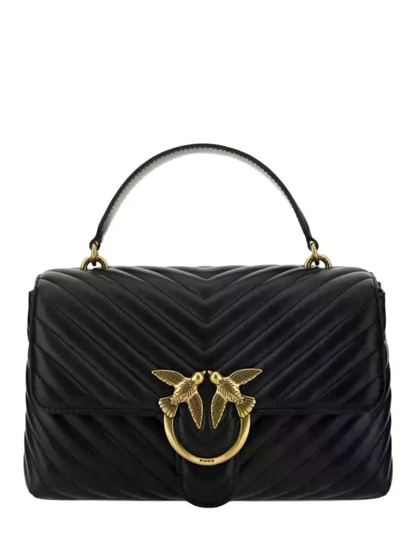 Pinko Love Puff Quilted Leather Tote - Black
