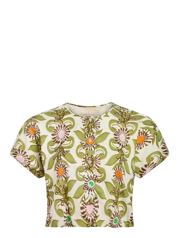 MARIE OLIVER Jaylen Floral-print Cropped Top - Neutrals
