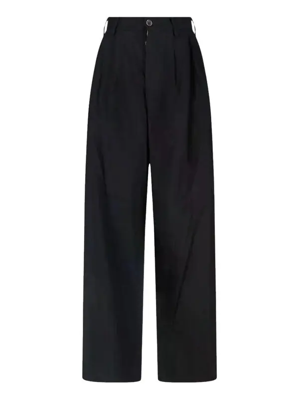UMA WANG Pleated Wide Leg Trousers - Black