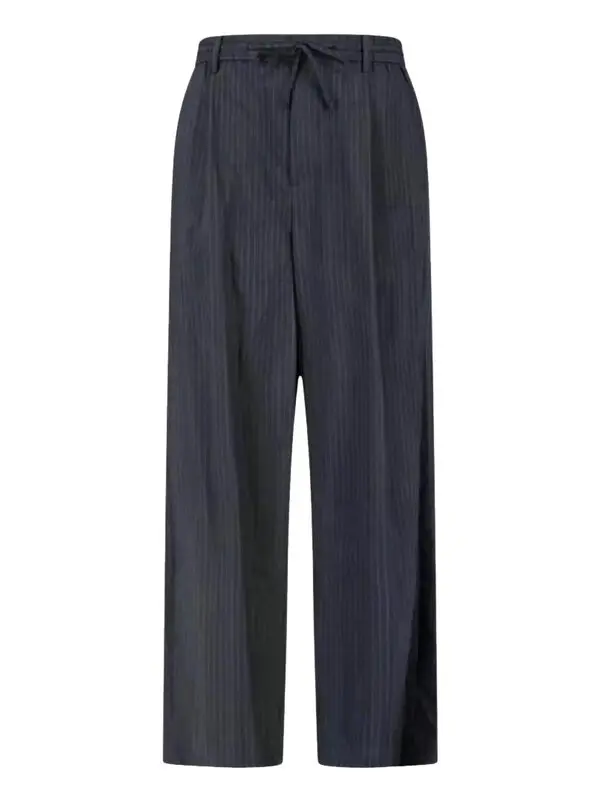 DUNST Pinstriped Drawstring Trousers - Grey