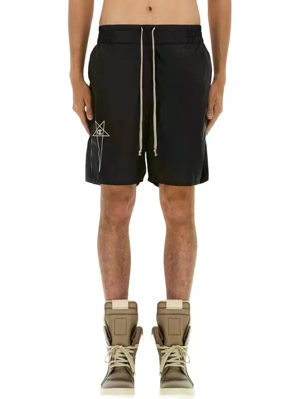 Rick Owens Logo-embroidered Shorts - Black