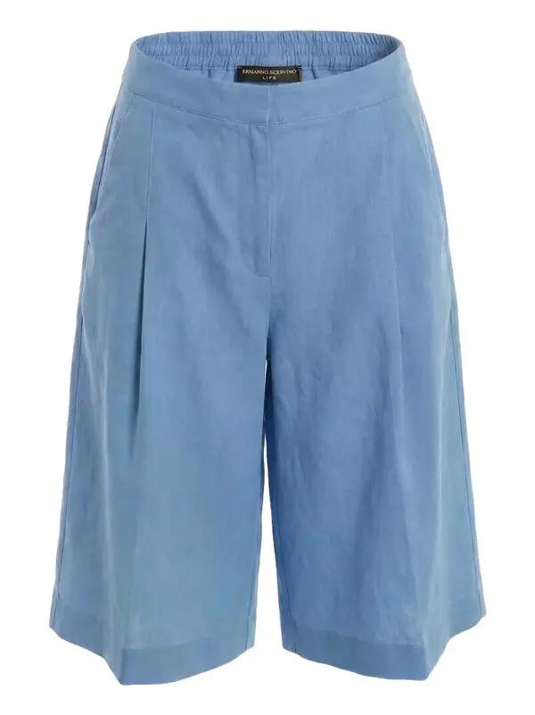 Ermanno Scervino Pleated Linen Shorts - Blue