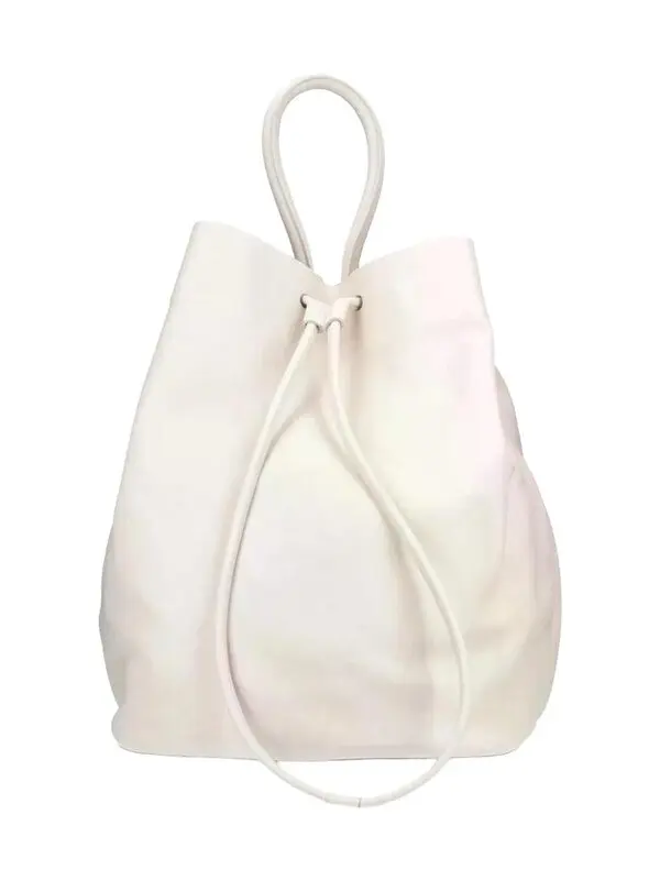 UMA WANG Drawstring Leather Bucket Bag - White