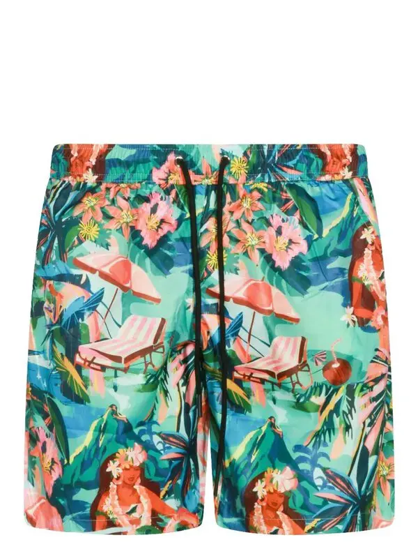 MAUNA KEA Tropical-print Swim Shorts - Green