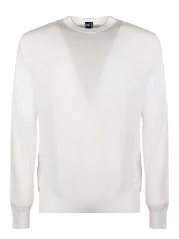 Fedeli Long-sleeve Crew Neck Sweater - White