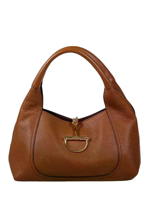 Gucci Grained Leather Tote Bag With Horsebit Detail - Brown