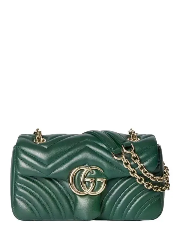 Gucci Small Gg Marmont Chevron-quilted Shoulder Bag - Green