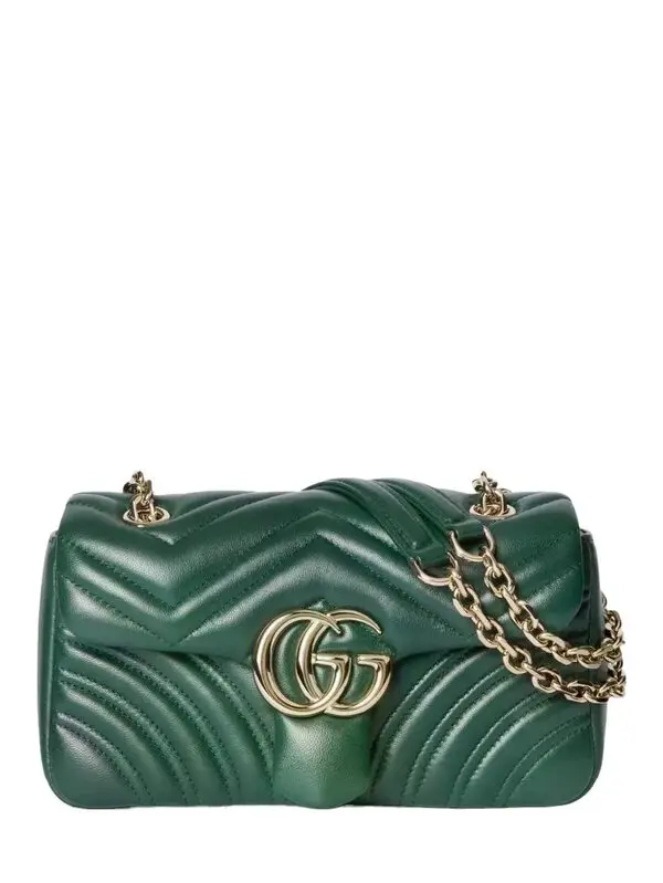 Gucci Small Gg Marmont Chevron-quilted Shoulder Bag - Green