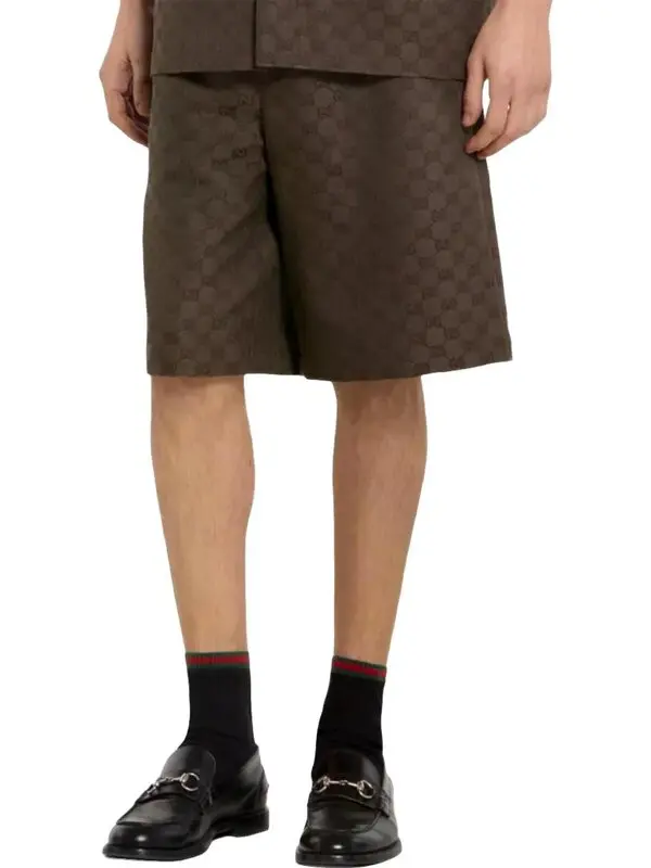 Gucci Gg Monogram Shorts - Brown