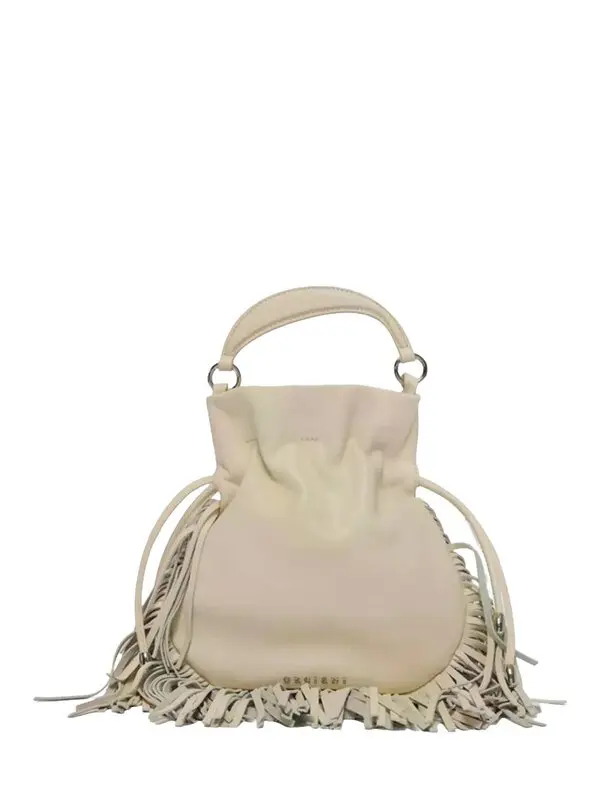 ORTIGNI Fringe-detailed Drawstring Bucket Bag - Neutrals